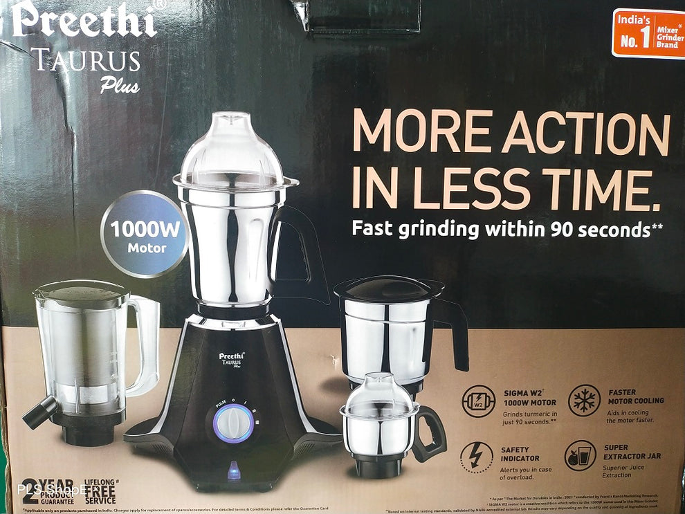 Preethi Taurus Plus 1000 Watts Mixer Grinder – PLS SUPER BAZAR